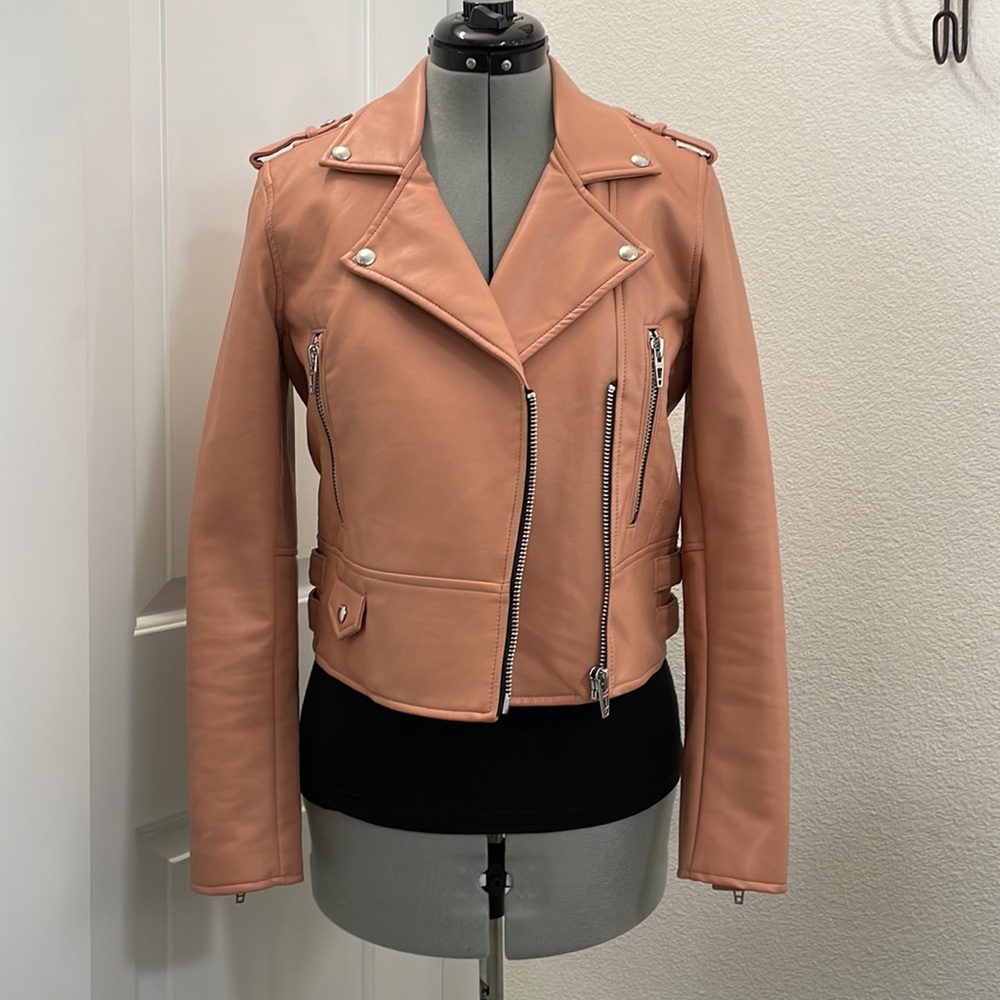 Blanknyc Dusty Coral Cropped Vegan Leather Moto Jacket - Gem